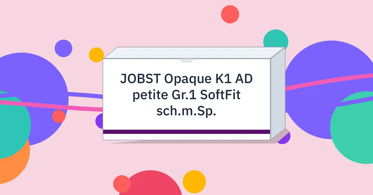 Symbolbild: Packung mit der Aufschrift JOBST Opaque K1 AD petite Gr.1 SoftFit sch.m.Sp. (PZN 13079629) – Verfügbarkeit und Bezug in Apotheken in Frankfurt am Main