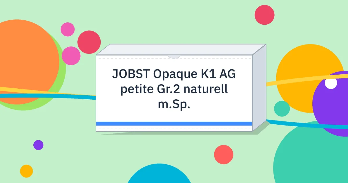 Symbolbild: Packung mit der Aufschrift JOBST Opaque K1 AG petite Gr.2 naturell m.Sp. (PZN 13085280) – Verfügbarkeit und Bezug in Apotheken in Frankfurt am Main