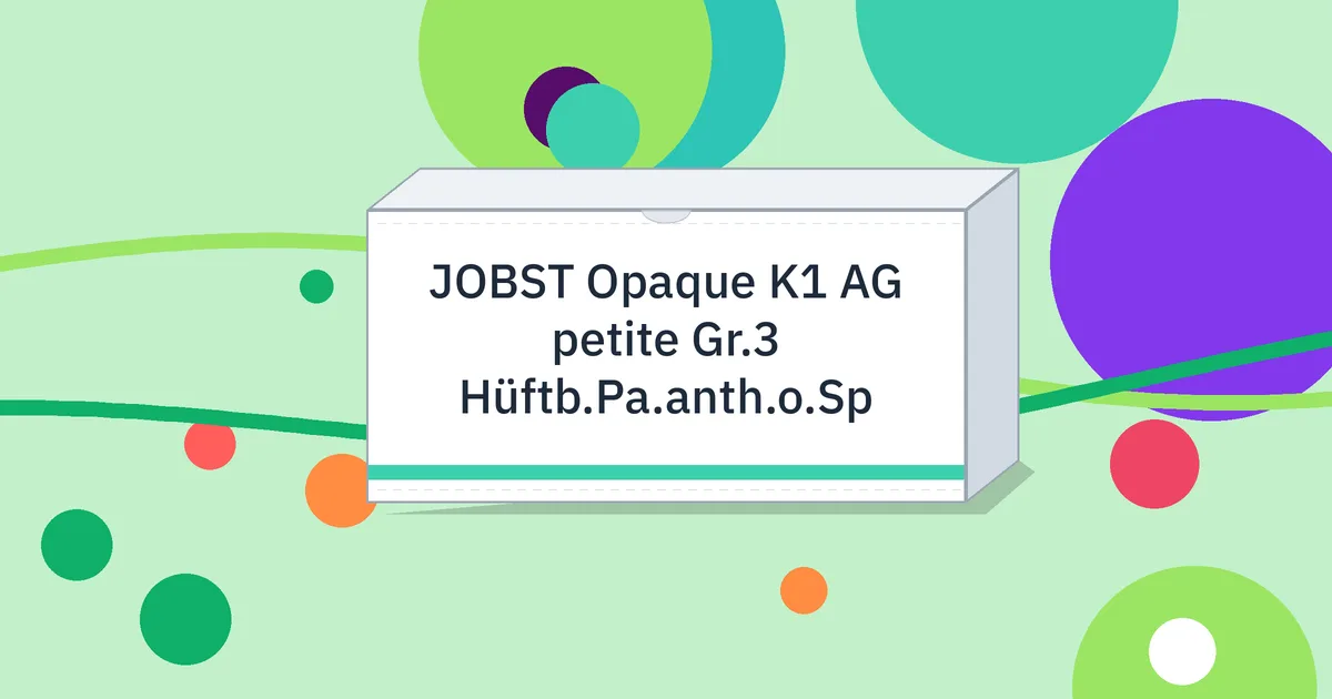 Symbolbild: Packung mit der Aufschrift JOBST Opaque K1 AG petite Gr.3 Hüftb.Pa.anth.o.Sp (PZN 16273059) – Verfügbarkeit und Bezug in Apotheken in Frankfurt am Main