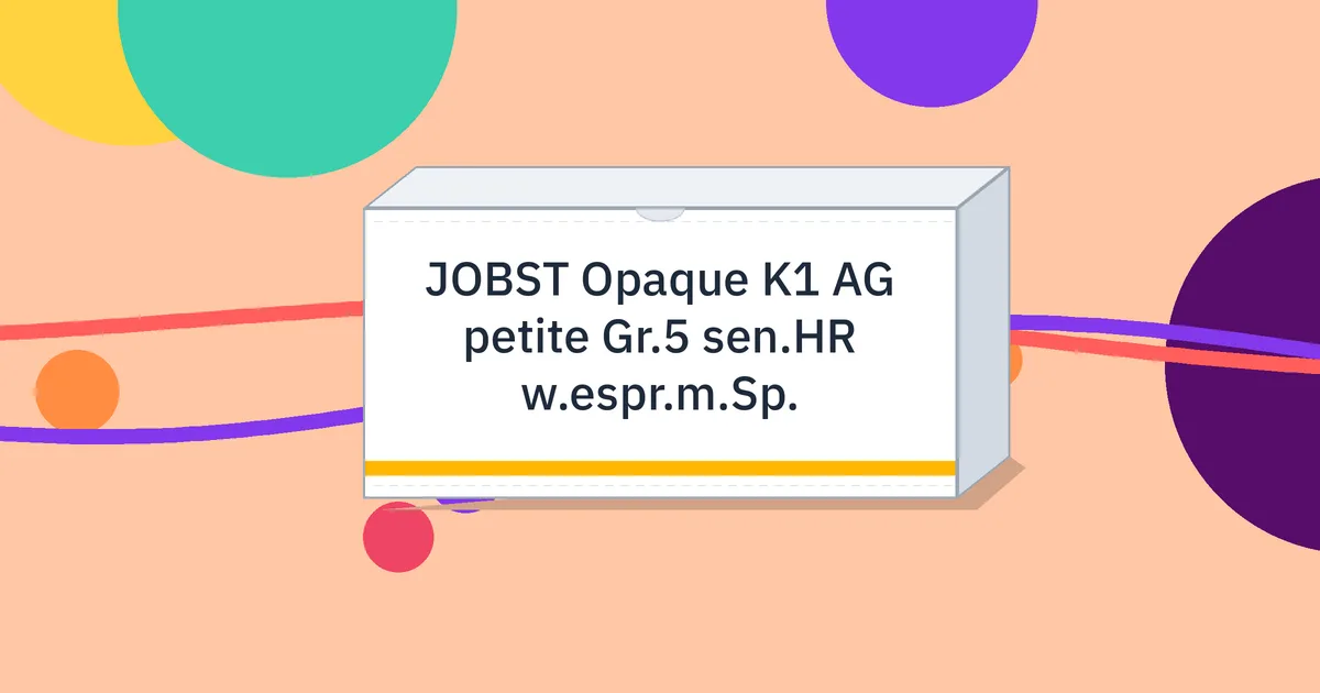 Symbolbild: Packung mit der Aufschrift JOBST Opaque K1 AG petite Gr.5 sen.HR w.espr.m.Sp. (PZN 16271190) – Verfügbarkeit und Bezug in Apotheken in Frankfurt am Main