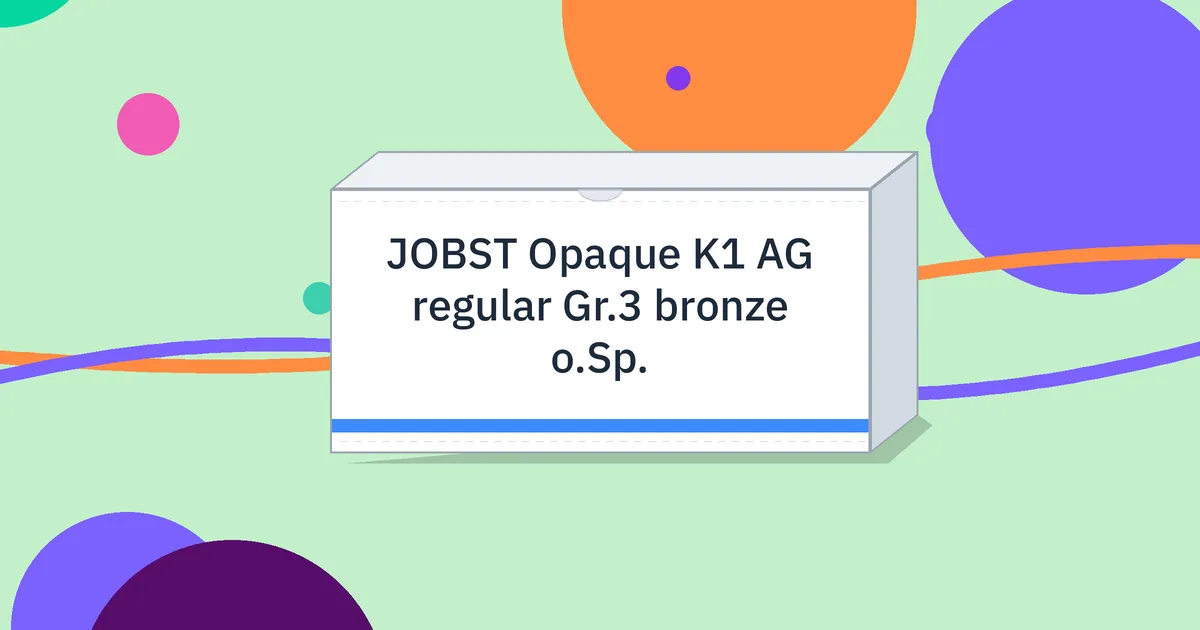 Symbolbild: Packung mit der Aufschrift JOBST Opaque K1 AG regular Gr.3 bronze o.Sp. (PZN 13094221) – Verfügbarkeit und Bezug in Apotheken in Frankfurt am Main