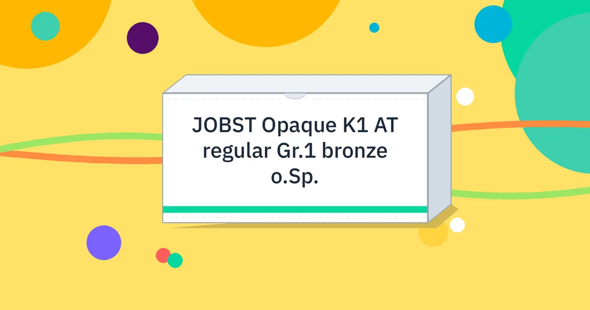 Symbolbild: Packung mit der Aufschrift JOBST Opaque K1 AT regular Gr.1 bronze o.Sp. (PZN 13107225) – Verfügbarkeit und Bezug in Apotheken in Frankfurt am Main