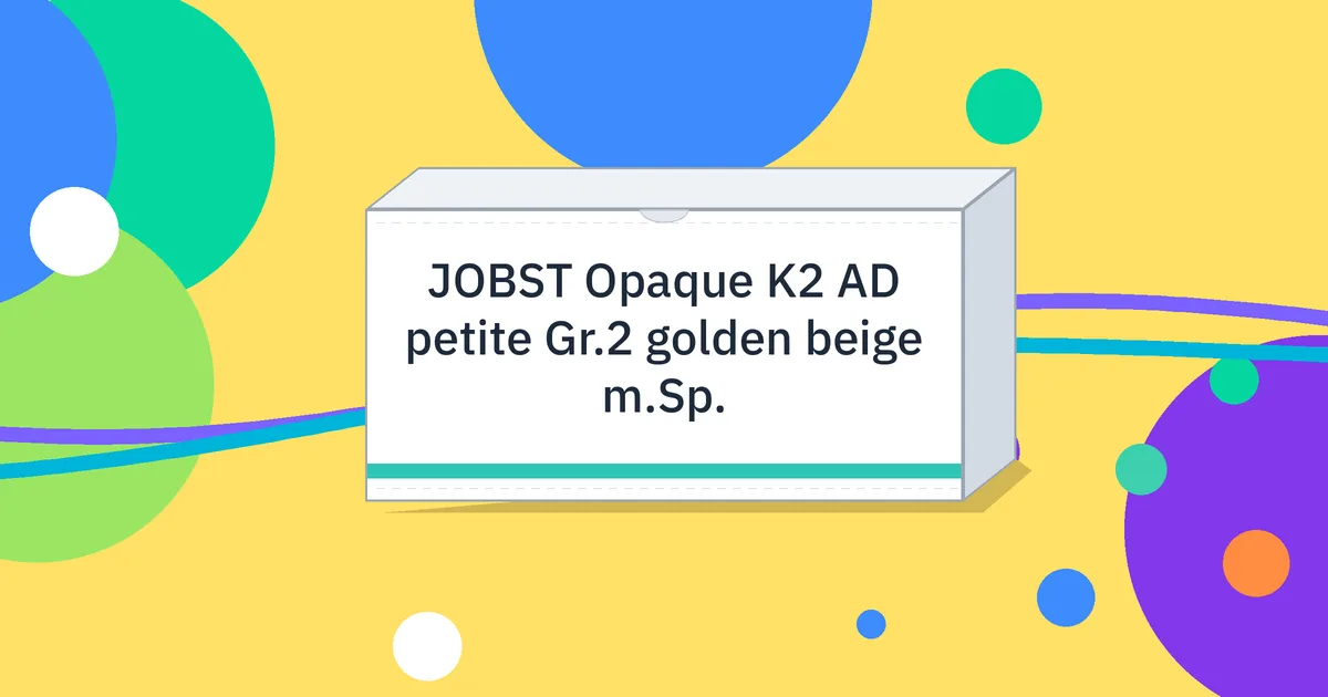 Symbolbild: Packung mit der Aufschrift JOBST Opaque K2 AD petite Gr.2 golden beige m.Sp. (PZN 16278559) – Verfügbarkeit und Bezug in Apotheken in Frankfurt am Main