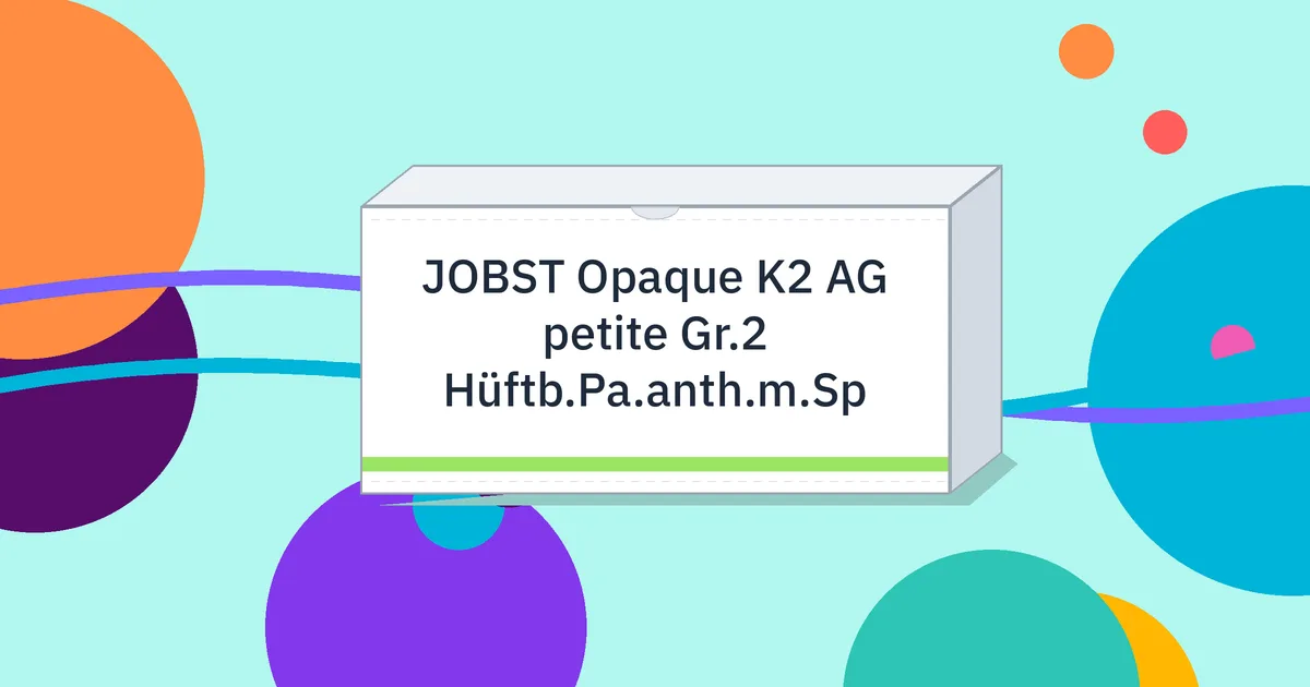 Symbolbild: Packung mit der Aufschrift JOBST Opaque K2 AG petite Gr.2 Hüftb.Pa.anth.m.Sp (PZN 16288948) – Verfügbarkeit und Bezug in Apotheken in Frankfurt am Main