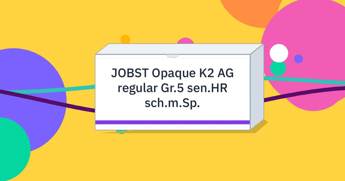 Symbolbild: Packung mit der Aufschrift JOBST Opaque K2 AG regular Gr.5 sen.HR sch.m.Sp. (PZN 12142857) – Verfügbarkeit und Bezug in Apotheken in Frankfurt am Main