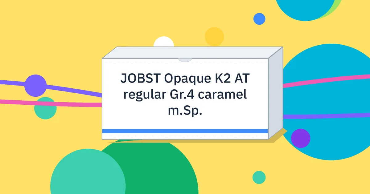 Symbolbild: Packung mit der Aufschrift JOBST Opaque K2 AT regular Gr.4 caramel m.Sp. (PZN 10724093) – Verfügbarkeit und Bezug in Apotheken in Frankfurt am Main