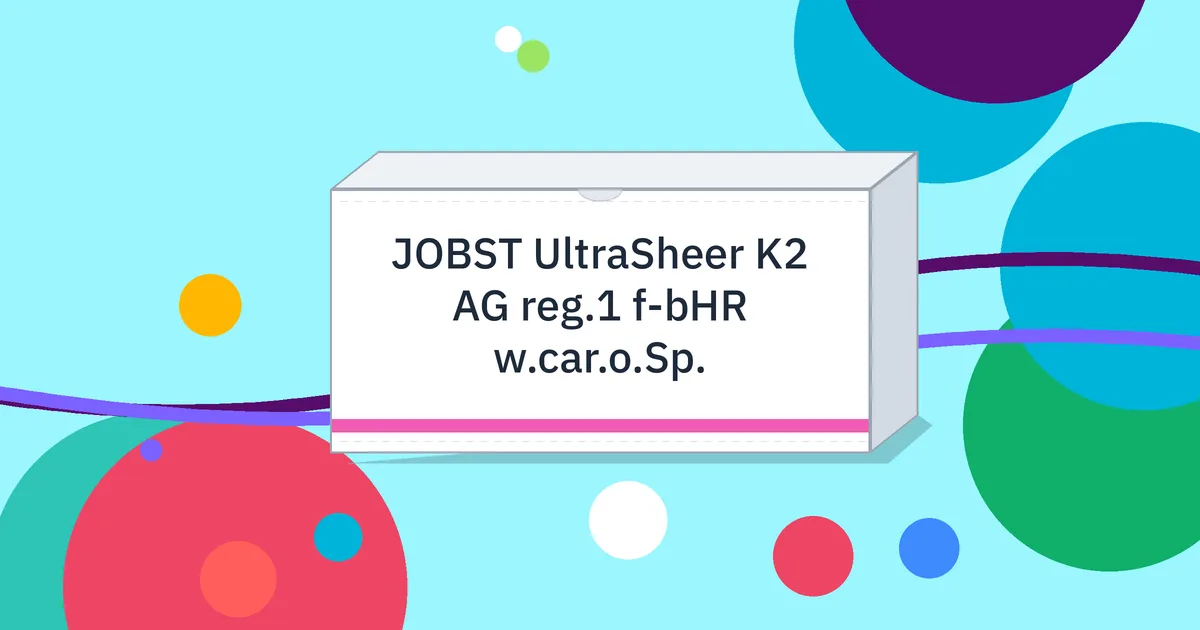 Symbolbild: Packung mit der Aufschrift JOBST UltraSheer K2 AG reg.1 f-bHR w.car.o.Sp. (PZN 11260230) – Verfügbarkeit und Bezug in Apotheken in Frankfurt am Main