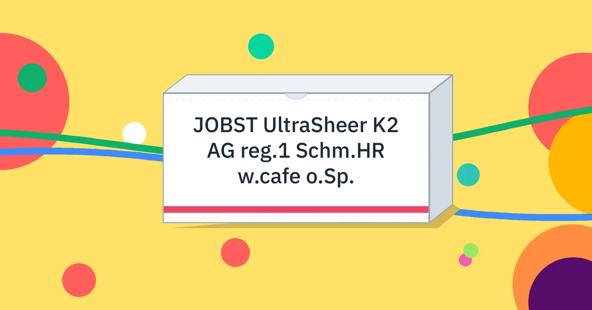 Symbolbild: Packung mit der Aufschrift JOBST UltraSheer K2 AG reg.1 Schm.HR w.cafe o.Sp. (PZN 13146886) – Verfügbarkeit und Bezug in Apotheken in Frankfurt am Main