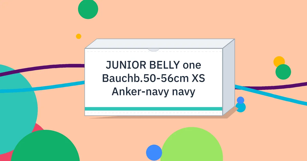 Symbolbild: Packung mit der Aufschrift JUNIOR BELLY one Bauchb.50-56cm XS Anker-navy navy (PZN 13247707) – Verfügbarkeit und Bezug in Apotheken in Frankfurt am Main