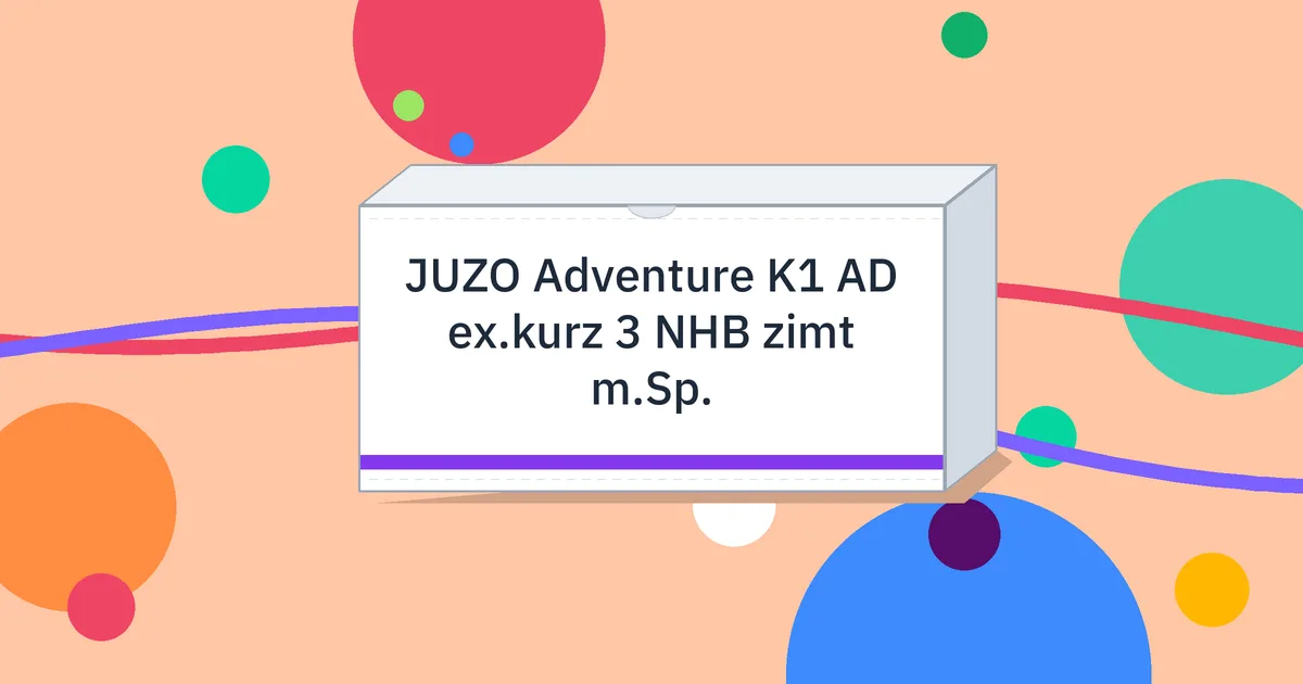 Symbolbild: Packung mit der Aufschrift JUZO Adventure K1 AD ex.kurz 3 NHB zimt m.Sp. (PZN 16493683) – Verfügbarkeit und Bezug in Apotheken in Frankfurt am Main