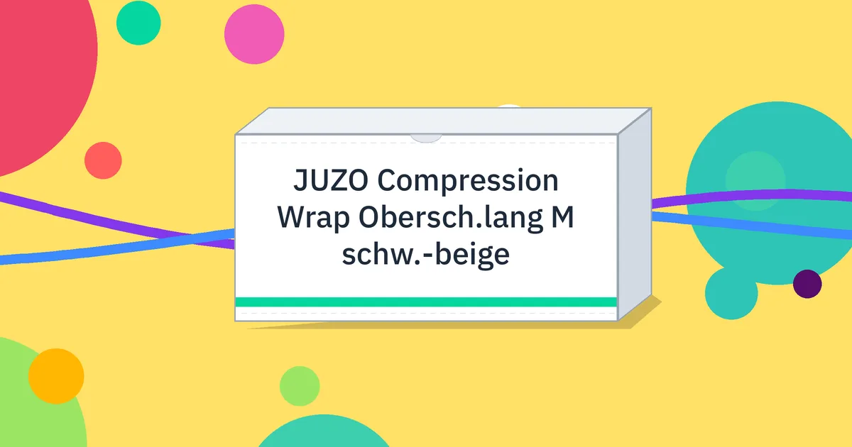 Symbolbild: Packung mit der Aufschrift JUZO Compression Wrap Obersch.lang M schw.-beige (PZN 16143552) – Verfügbarkeit und Bezug in Apotheken in Frankfurt am Main