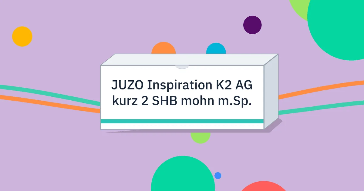 Symbolbild: Packung mit der Aufschrift JUZO Inspiration K2 AG kurz 2 SHB mohn m.Sp. (PZN 14921146) – Verfügbarkeit und Bezug in Apotheken in Frankfurt am Main
