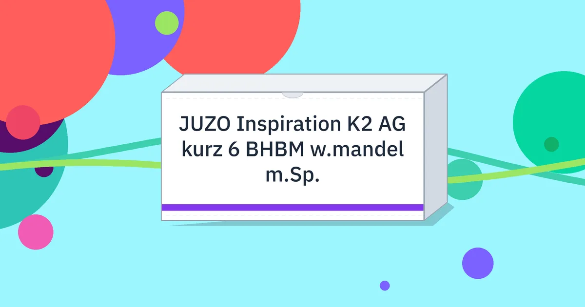 Symbolbild: Packung mit der Aufschrift JUZO Inspiration K2 AG kurz 6 BHBM w.mandel m.Sp. (PZN 14883523) – Verfügbarkeit und Bezug in Apotheken in Frankfurt am Main