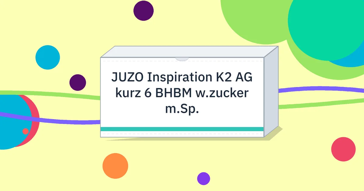 Symbolbild: Packung mit der Aufschrift JUZO Inspiration K2 AG kurz 6 BHBM w.zucker m.Sp. (PZN 14883090) – Verfügbarkeit und Bezug in Apotheken in Frankfurt am Main