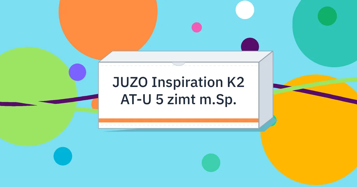 Symbolbild: Packung mit der Aufschrift JUZO Inspiration K2 AT-U 5 zimt m.Sp. (PZN 14928272) – Verfügbarkeit und Bezug in Apotheken in Frankfurt am Main