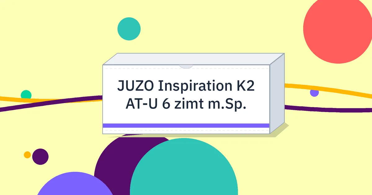 Symbolbild: Packung mit der Aufschrift JUZO Inspiration K2 AT-U 6 zimt m.Sp. (PZN 14928496) – Verfügbarkeit und Bezug in Apotheken in Frankfurt am Main
