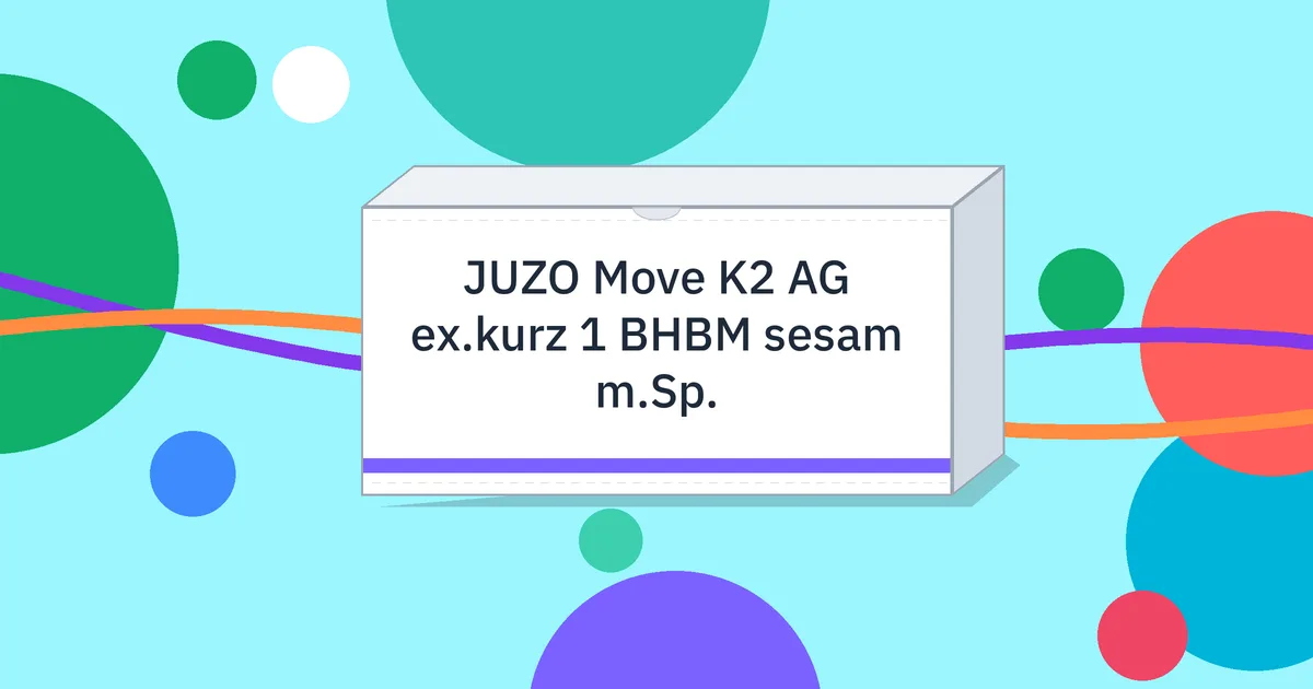 Symbolbild: Packung mit der Aufschrift JUZO Move K2 AG ex.kurz 1 BHBM sesam m.Sp. (PZN 18532588) – Verfügbarkeit und Bezug in Apotheken in Frankfurt am Main