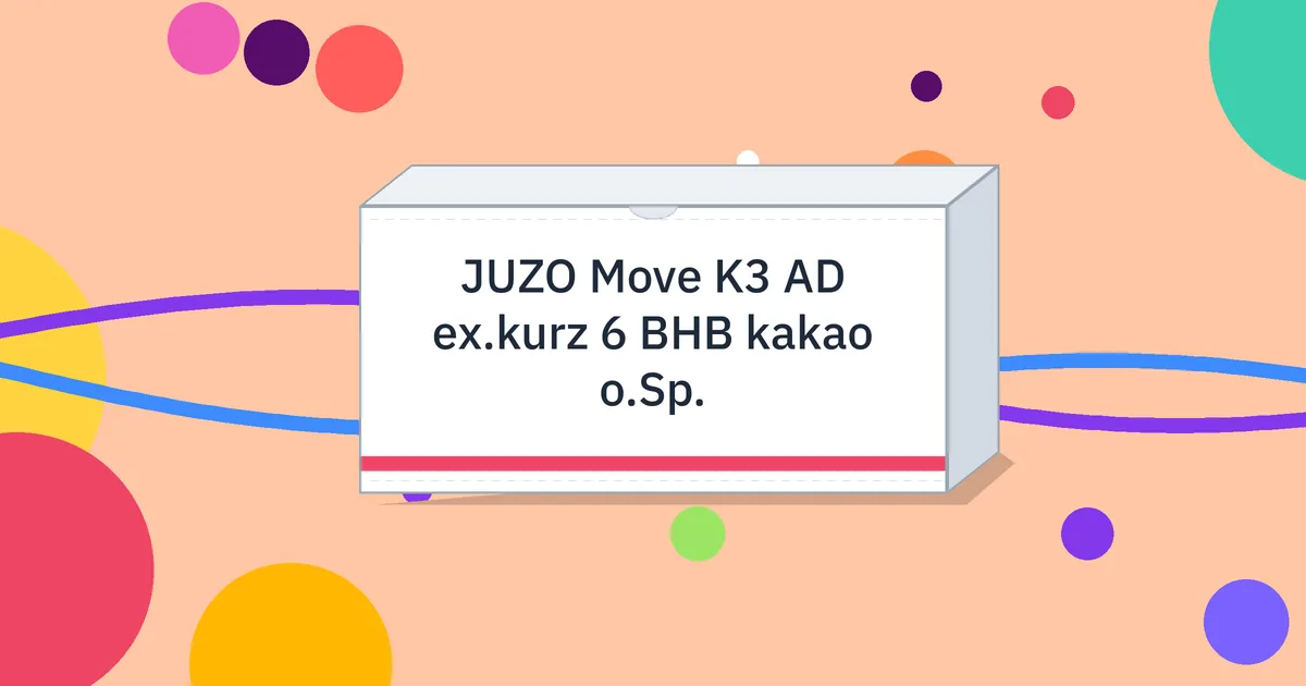 Symbolbild: Packung mit der Aufschrift JUZO Move K3 AD ex.kurz 6 BHB kakao o.Sp. (PZN 18574411) – Verfügbarkeit und Bezug in Apotheken in Frankfurt am Main