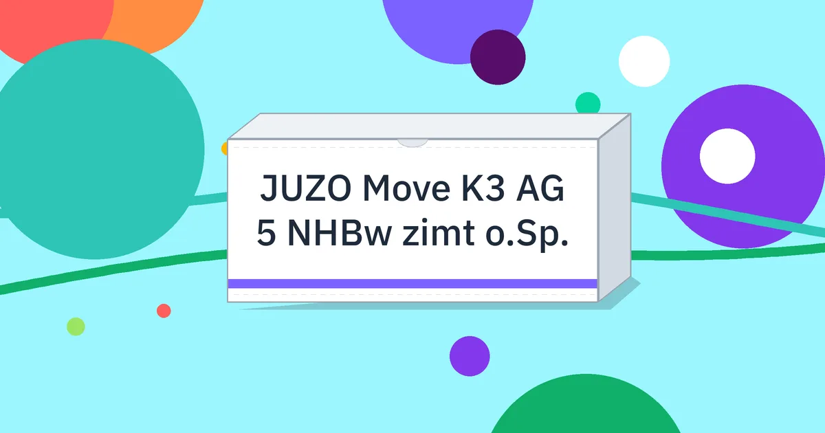 Symbolbild: Packung mit der Aufschrift JUZO Move K3 AG 5 NHBw zimt o.Sp. (PZN 18576539) – Verfügbarkeit und Bezug in Apotheken in Frankfurt am Main