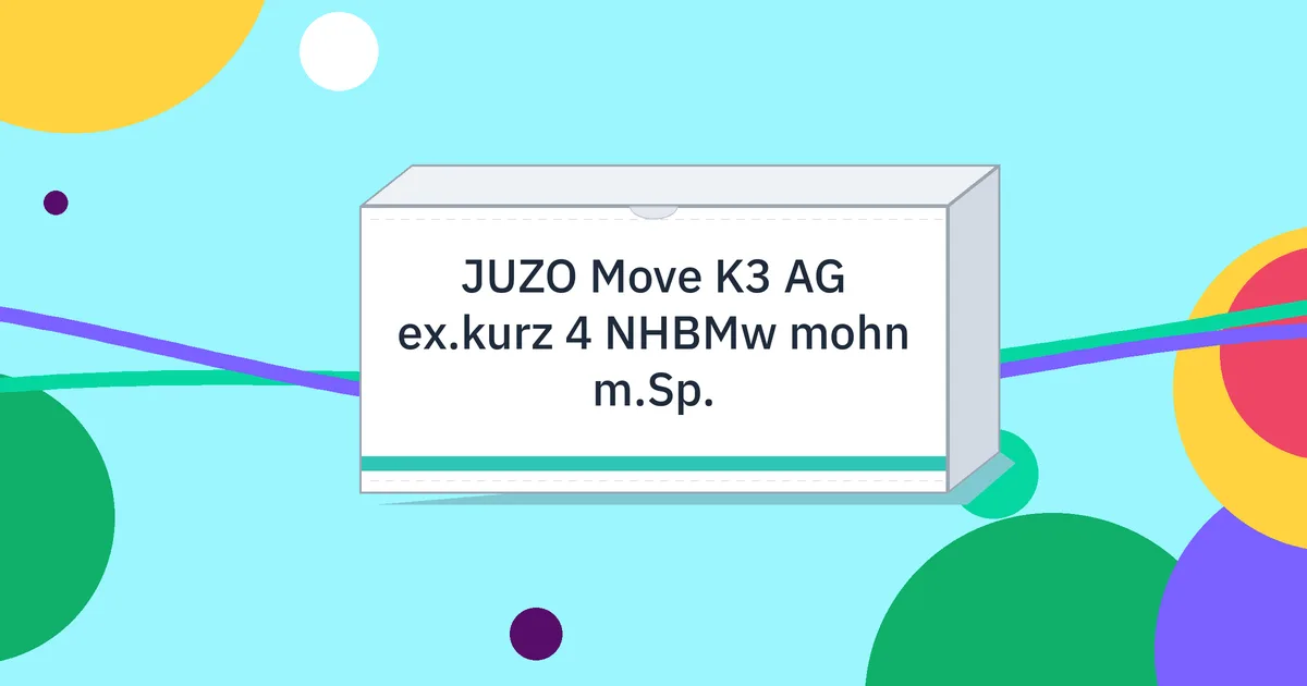 Symbolbild: Packung mit der Aufschrift JUZO Move K3 AG ex.kurz 4 NHBMw mohn m.Sp. (PZN 18594810) – Verfügbarkeit und Bezug in Apotheken in Frankfurt am Main