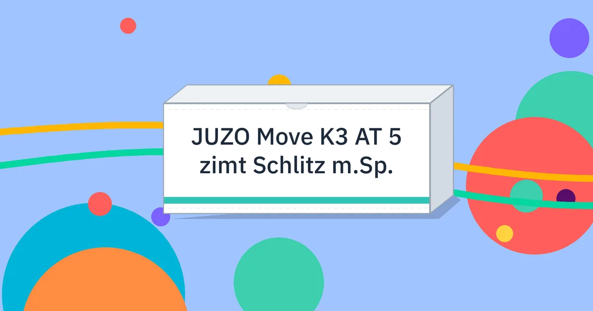 Symbolbild: Packung mit der Aufschrift JUZO Move K3 AT 5 zimt Schlitz m.Sp. (PZN 20677880) – Verfügbarkeit und Bezug in Apotheken in Frankfurt am Main