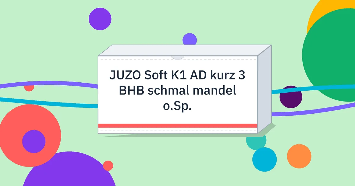 Symbolbild: Packung mit der Aufschrift JUZO Soft K1 AD kurz 3 BHB schmal mandel o.Sp. (PZN 15463898) – Verfügbarkeit und Bezug in Apotheken in Frankfurt am Main