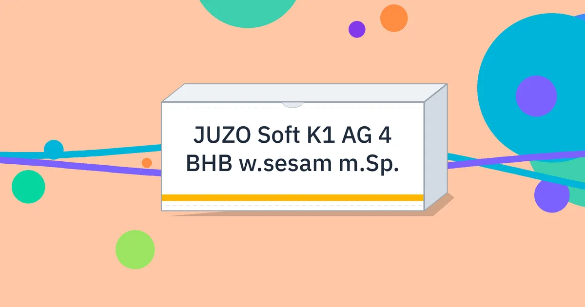 Symbolbild: Packung mit der Aufschrift JUZO Soft K1 AG 4 BHB w.sesam m.Sp. (PZN 14836759) – Verfügbarkeit und Bezug in Apotheken in Frankfurt am Main