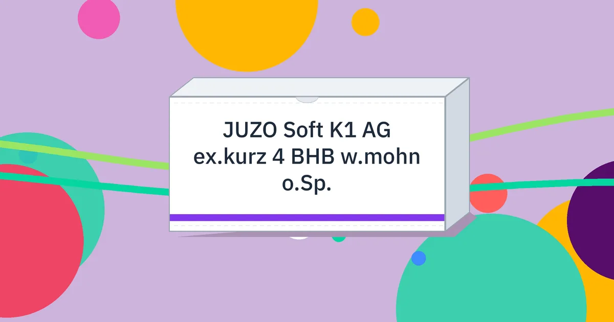 Symbolbild: Packung mit der Aufschrift JUZO Soft K1 AG ex.kurz 4 BHB w.mohn o.Sp. (PZN 14840347) – Verfügbarkeit und Bezug in Apotheken in Frankfurt am Main