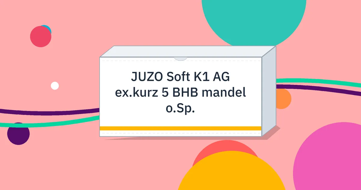 Symbolbild: Packung mit der Aufschrift JUZO Soft K1 AG ex.kurz 5 BHB mandel o.Sp. (PZN 14824377) – Verfügbarkeit und Bezug in Apotheken in Frankfurt am Main