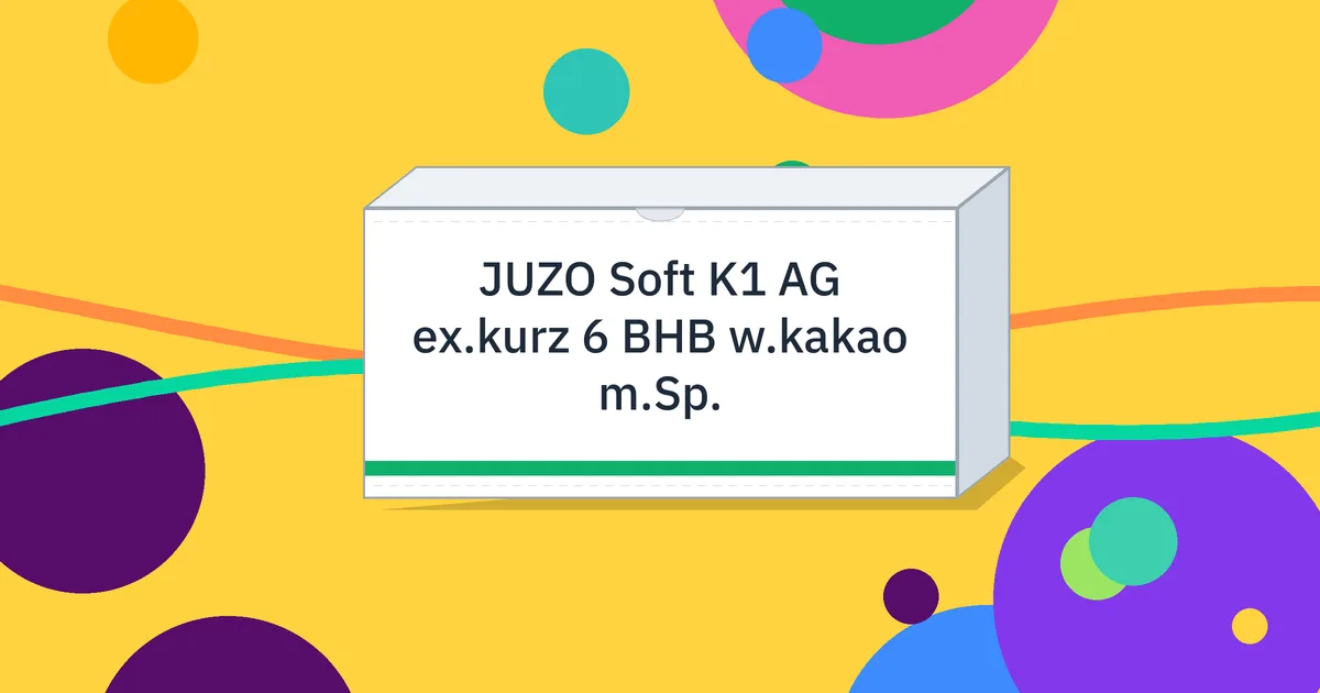 Symbolbild: Packung mit der Aufschrift JUZO Soft K1 AG ex.kurz 6 BHB w.kakao m.Sp. (PZN 14839798) – Verfügbarkeit und Bezug in Apotheken in Frankfurt am Main