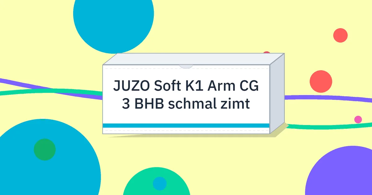 Symbolbild: Packung mit der Aufschrift JUZO Soft K1 Arm CG 3 BHB schmal zimt (PZN 15507584) – Verfügbarkeit und Bezug in Apotheken in Frankfurt am Main