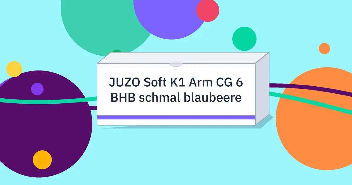 Symbolbild: Packung mit der Aufschrift JUZO Soft K1 Arm CG 6 BHB schmal blaubeere (PZN 15507851) – Verfügbarkeit und Bezug in Apotheken in Frankfurt am Main