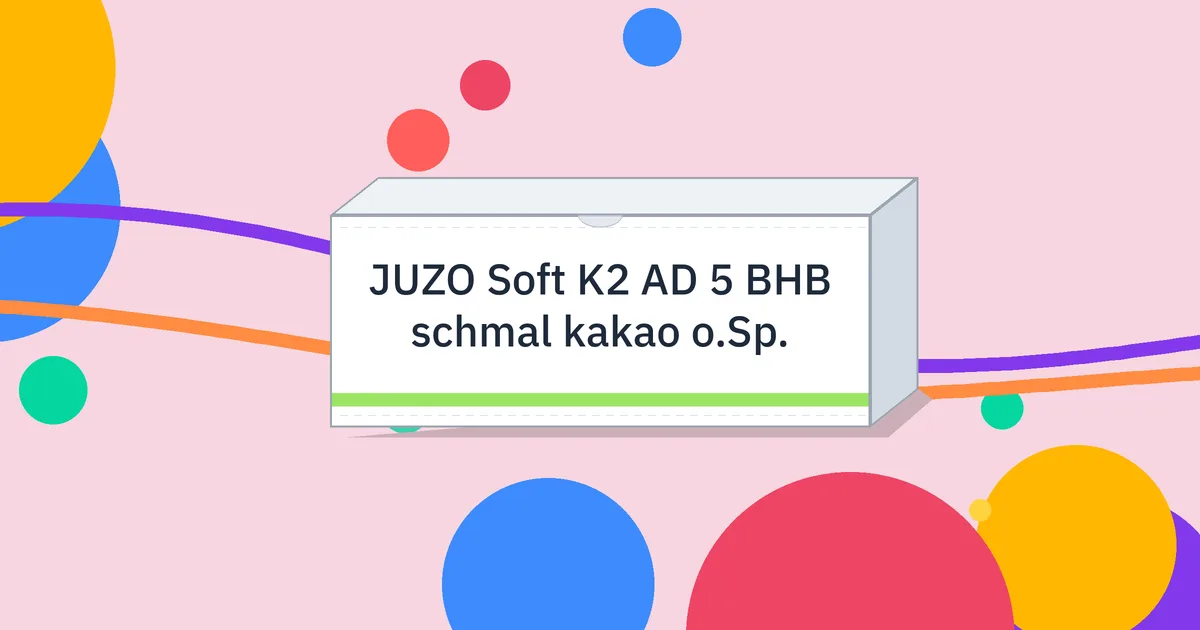 Symbolbild: Packung mit der Aufschrift JUZO Soft K2 AD 5 BHB schmal kakao o.Sp. (PZN 15467407) – Verfügbarkeit und Bezug in Apotheken in Frankfurt am Main