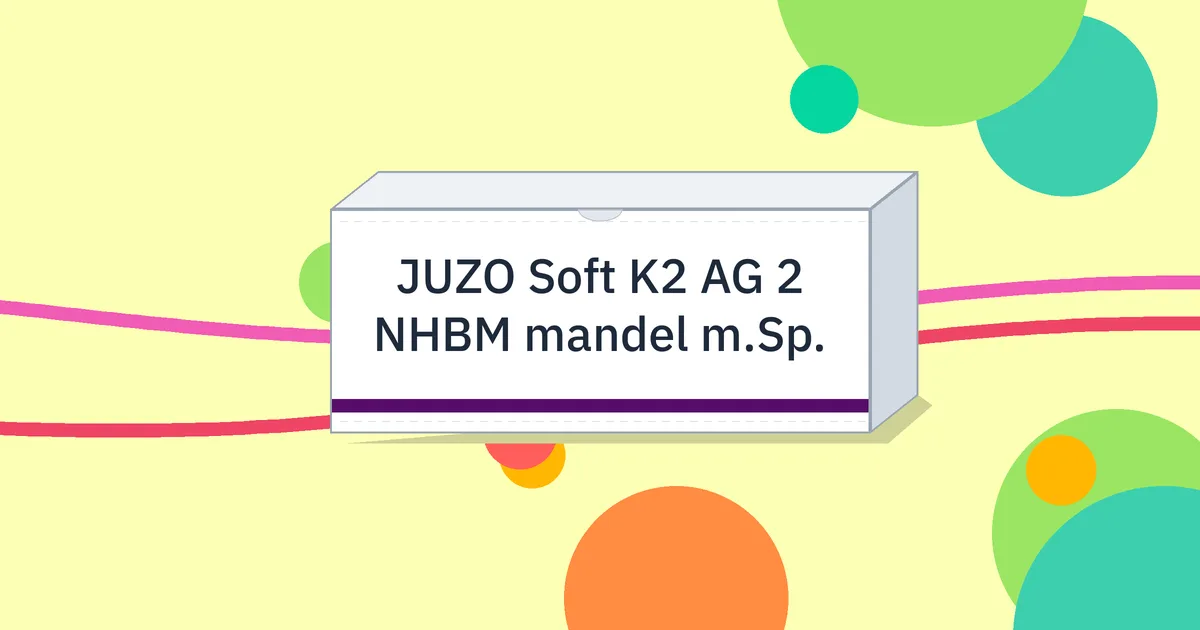 Symbolbild: Packung mit der Aufschrift JUZO Soft K2 AG 2 NHBM mandel m.Sp. (PZN 14997698) – Verfügbarkeit und Bezug in Apotheken in Frankfurt am Main