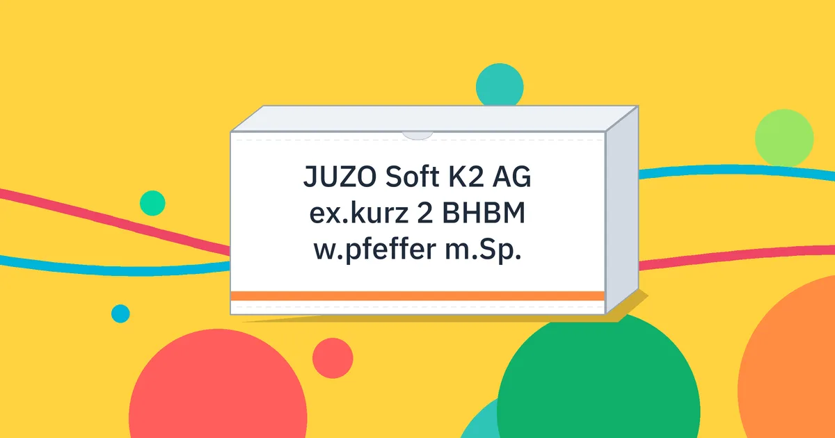 Symbolbild: Packung mit der Aufschrift JUZO Soft K2 AG ex.kurz 2 BHBM w.pfeffer m.Sp. (PZN 14867961) – Verfügbarkeit und Bezug in Apotheken in Frankfurt am Main