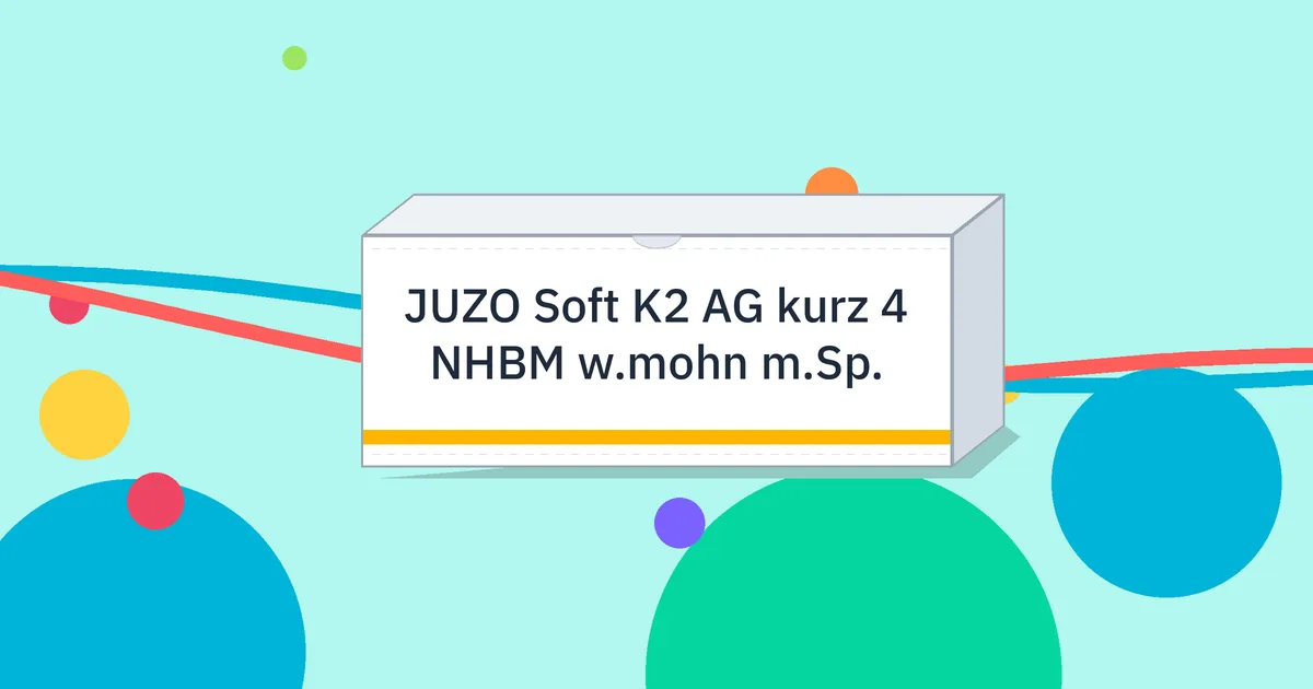 Symbolbild: Packung mit der Aufschrift JUZO Soft K2 AG kurz 4 NHBM w.mohn m.Sp. (PZN 15020511) – Verfügbarkeit und Bezug in Apotheken in Frankfurt am Main