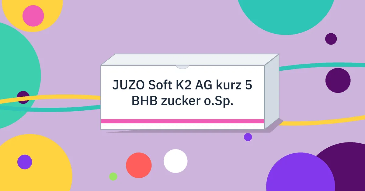 Symbolbild: Packung mit der Aufschrift JUZO Soft K2 AG kurz 5 BHB zucker o.Sp. (PZN 14826554) – Verfügbarkeit und Bezug in Apotheken in Frankfurt am Main