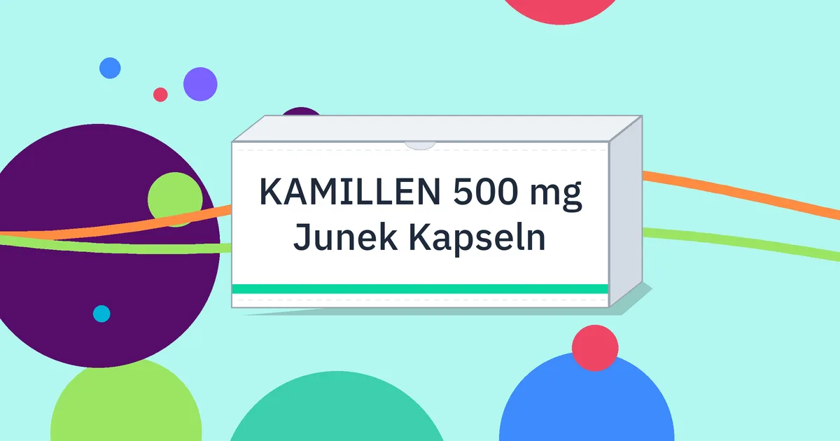 Symbolbild: Packung mit der Aufschrift KAMILLEN 500 mg Junek Kapseln (PZN 03545131) – Verfügbarkeit und Bezug in Apotheken in Frankfurt am Main