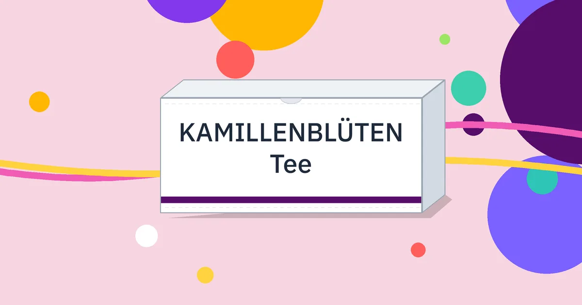 Symbolbild: Packung mit der Aufschrift KAMILLENBLÜTEN Tee (PZN 12869192) – Verfügbarkeit und Bezug in Apotheken in Frankfurt am Main