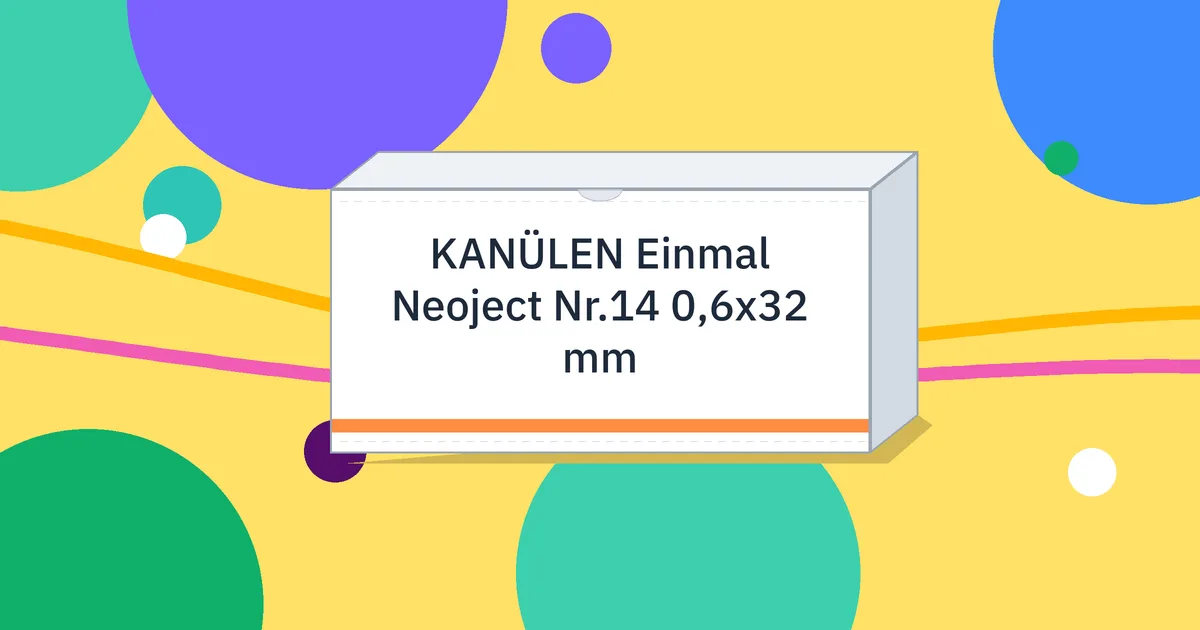 Symbolbild: Packung mit der Aufschrift KANÜLEN Einmal Neoject Nr.14 0,6x32 mm (PZN 10831239) – Verfügbarkeit und Bezug in Apotheken in Frankfurt am Main