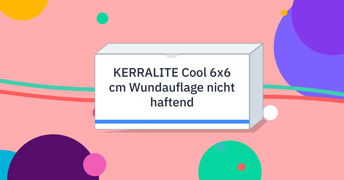 Symbolbild: Packung mit der Aufschrift KERRALITE Cool 6x6 cm Wundauflage nicht haftend (PZN 10269393) – Verfügbarkeit und Bezug in Apotheken in Frankfurt am Main