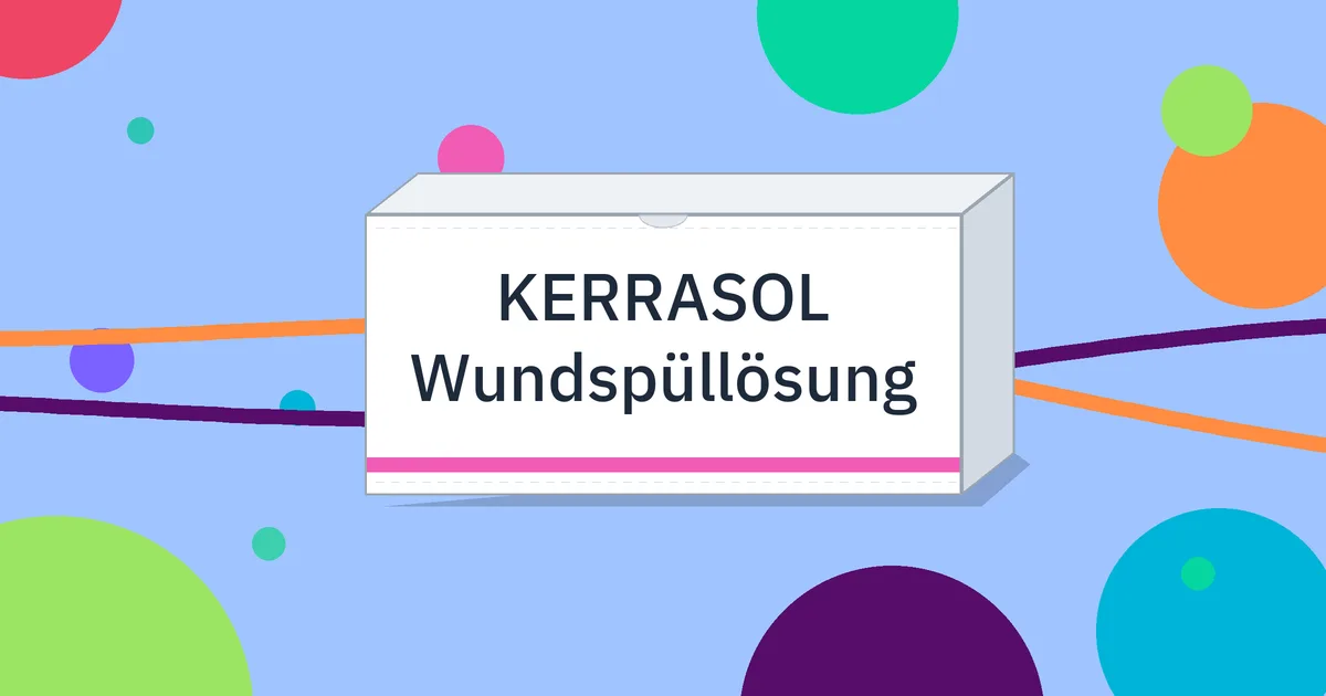 Symbolbild: Packung mit der Aufschrift KERRASOL Wundspüllösung (PZN 18730408) – Verfügbarkeit und Bezug in Apotheken in Frankfurt am Main