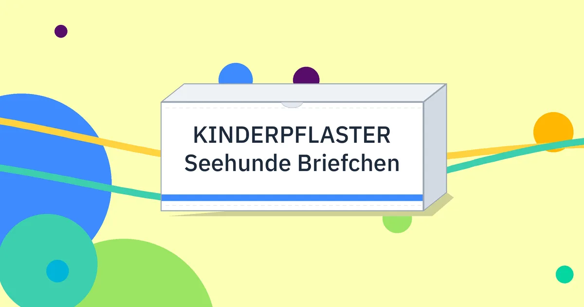 Symbolbild: Packung mit der Aufschrift KINDERPFLASTER Seehunde Briefchen (PZN 09078268) – Verfügbarkeit und Bezug in Apotheken in Frankfurt am Main