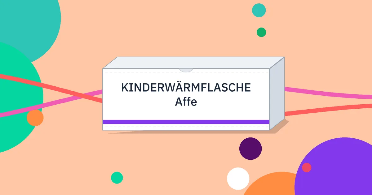 Symbolbild: Packung mit der Aufschrift KINDERWÄRMFLASCHE Affe (PZN 04647773) – Verfügbarkeit und Bezug in Apotheken in Frankfurt am Main