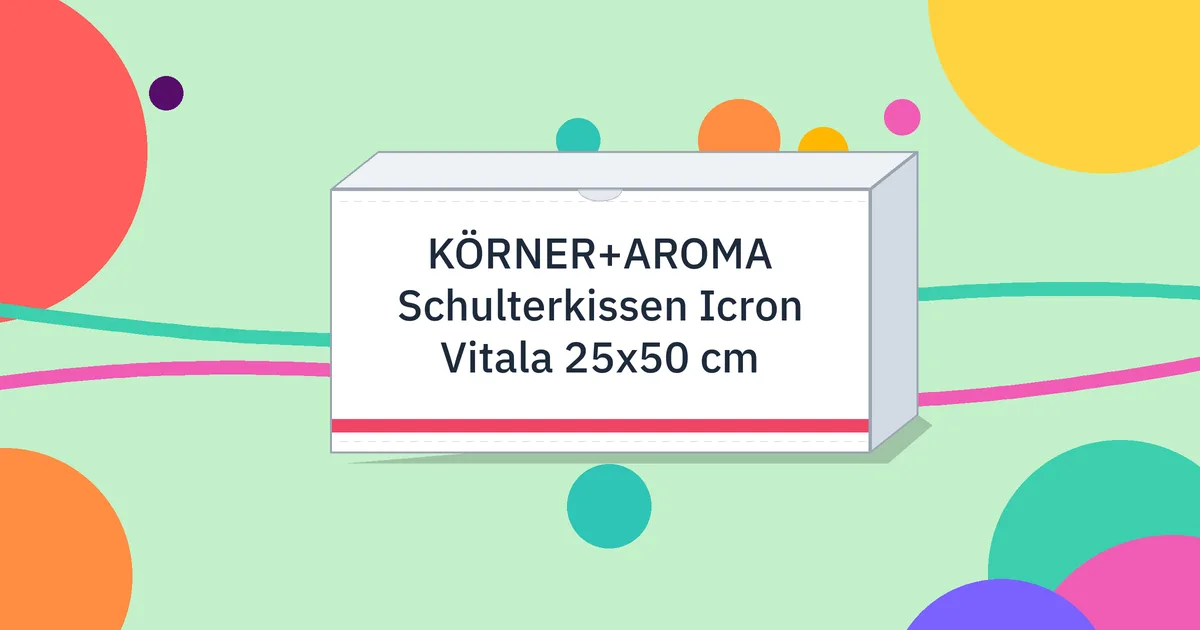 Symbolbild: Packung mit der Aufschrift KÖRNER+AROMA Schulterkissen Icron Vitala 25x50 cm (PZN 06157197) – Verfügbarkeit und Bezug in Apotheken in Frankfurt am Main