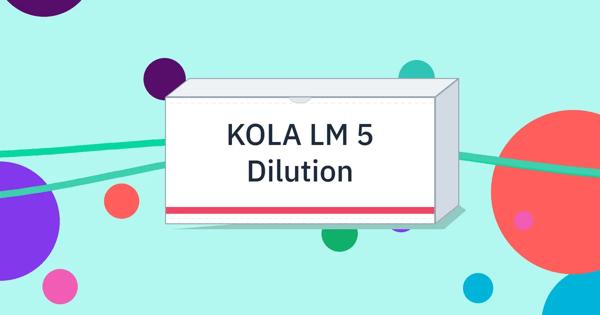 Symbolbild: Packung mit der Aufschrift KOLA LM 5 Dilution (PZN 13519330) – Verfügbarkeit und Bezug in Apotheken in Frankfurt am Main