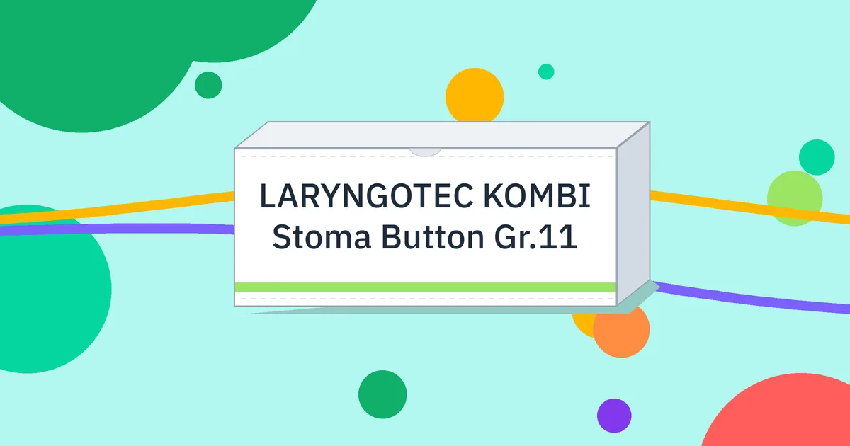 Symbolbild: Packung mit der Aufschrift LARYNGOTEC KOMBI Stoma Button Gr.11 (PZN 00948489) – Verfügbarkeit und Bezug in Apotheken in Frankfurt am Main