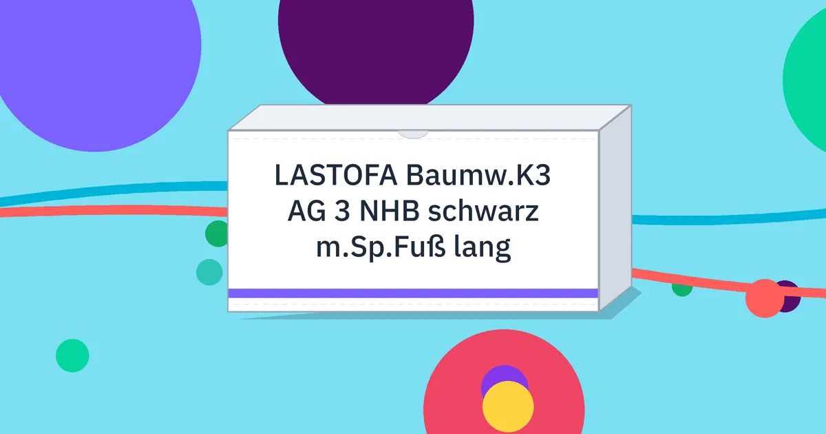 Symbolbild: Packung mit der Aufschrift LASTOFA Baumw.K3 AG 3 NHB schwarz m.Sp.Fuß lang (PZN 01954196) – Verfügbarkeit und Bezug in Apotheken in Frankfurt am Main