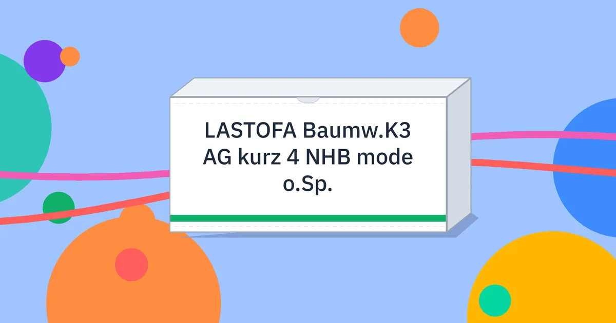 Symbolbild: Packung mit der Aufschrift LASTOFA Baumw.K3 AG kurz 4 NHB mode o.Sp. (PZN 01955899) – Verfügbarkeit und Bezug in Apotheken in Frankfurt am Main