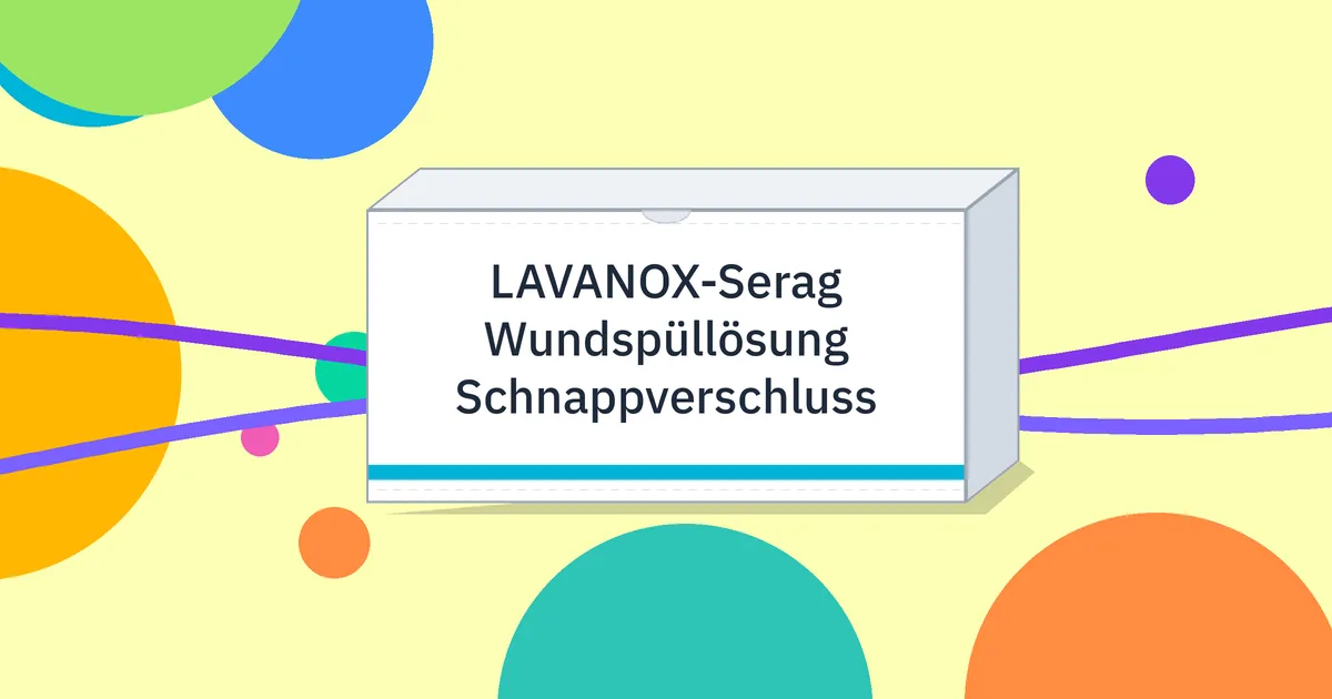 Symbolbild: Packung mit der Aufschrift LAVANOX-Serag Wundspüllösung Schnappverschluss (PZN 19759259) – Verfügbarkeit und Bezug in Apotheken in Frankfurt am Main